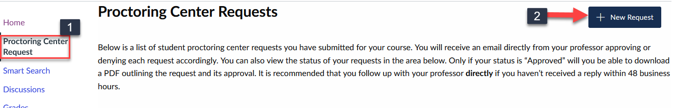 Proctoring Center Request (Students)